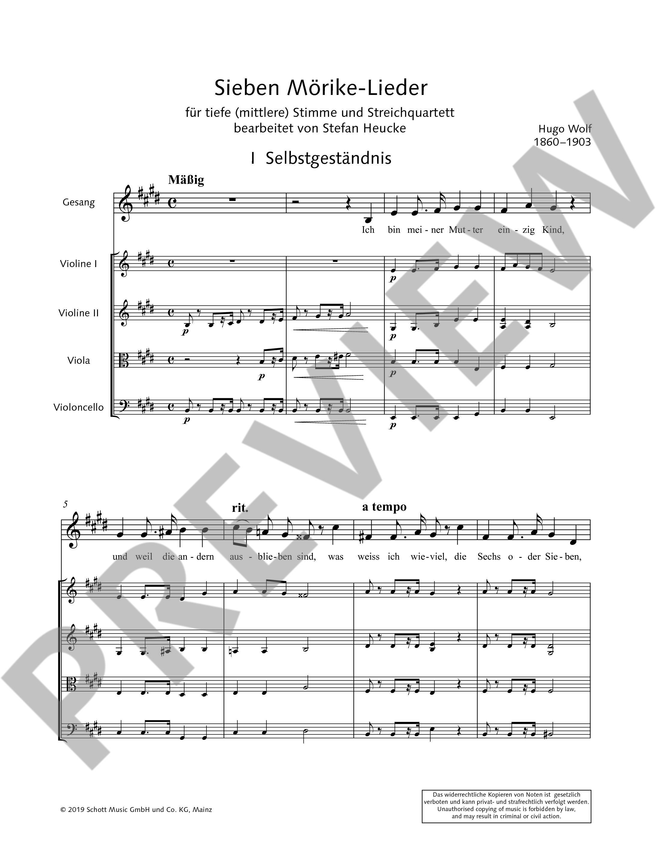 Wolf, Hugo Philipp Jakob : Seven Mörike Lieder, for low (middle) voice ...