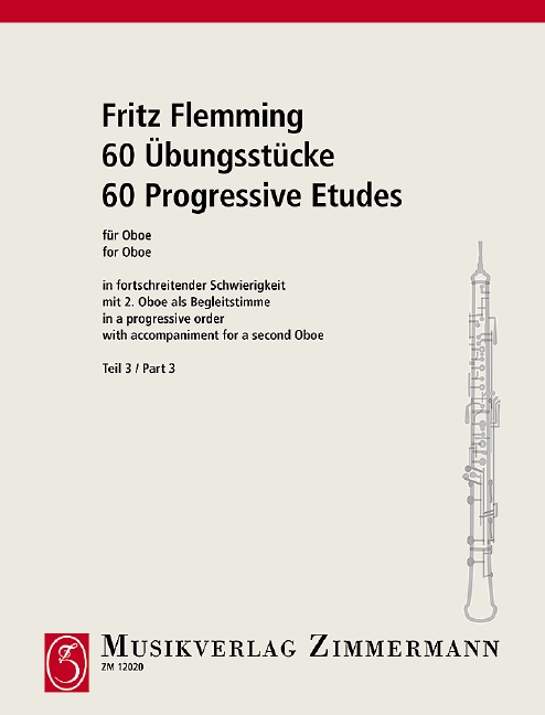 Flemming, Fritz : 60 Oboe Pieces for Practice of Progressive Difficulty, - oboe with 2. oboe als ...