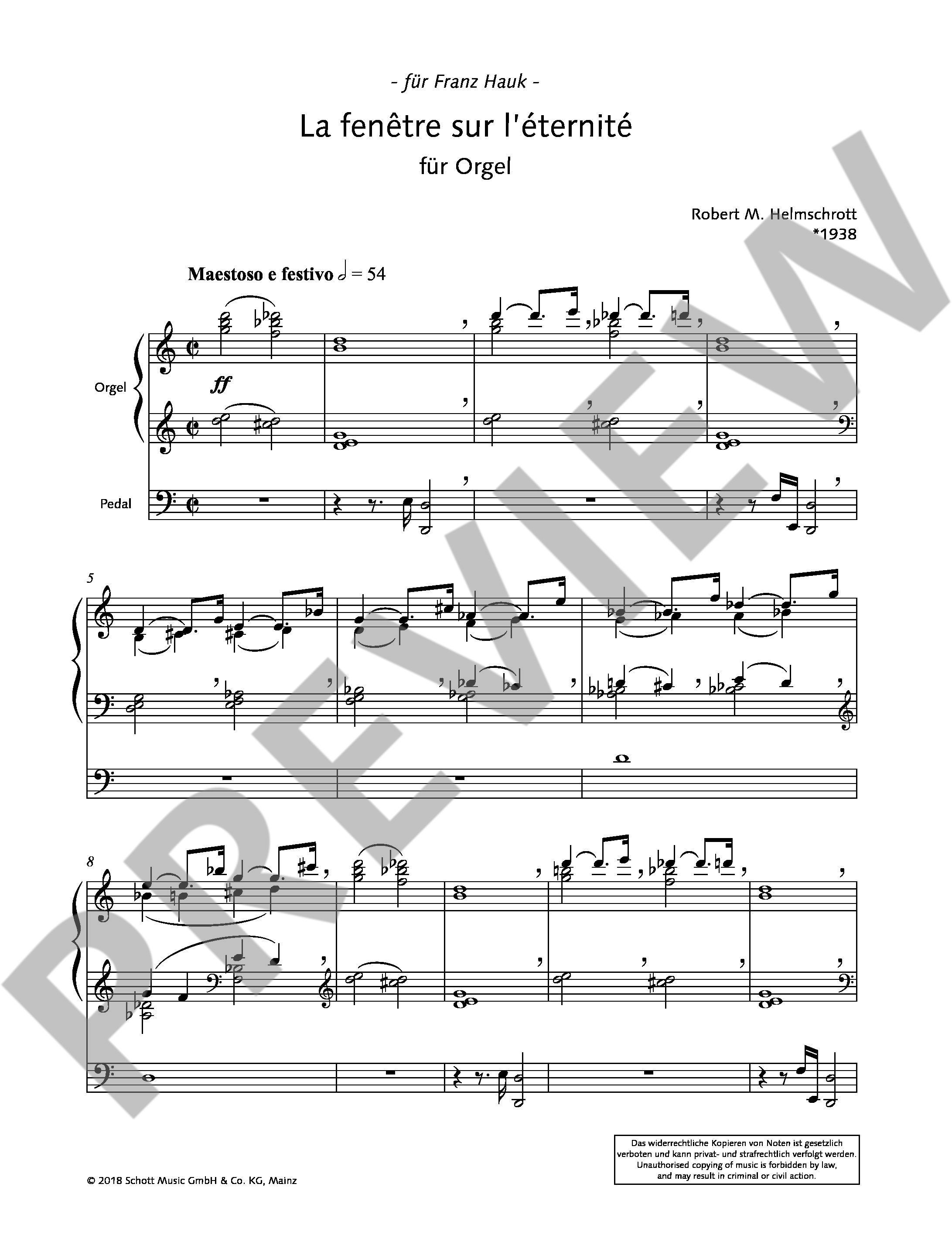 Helmschrott, Robert M. : The Window to Eternity, - organ - Schott ...