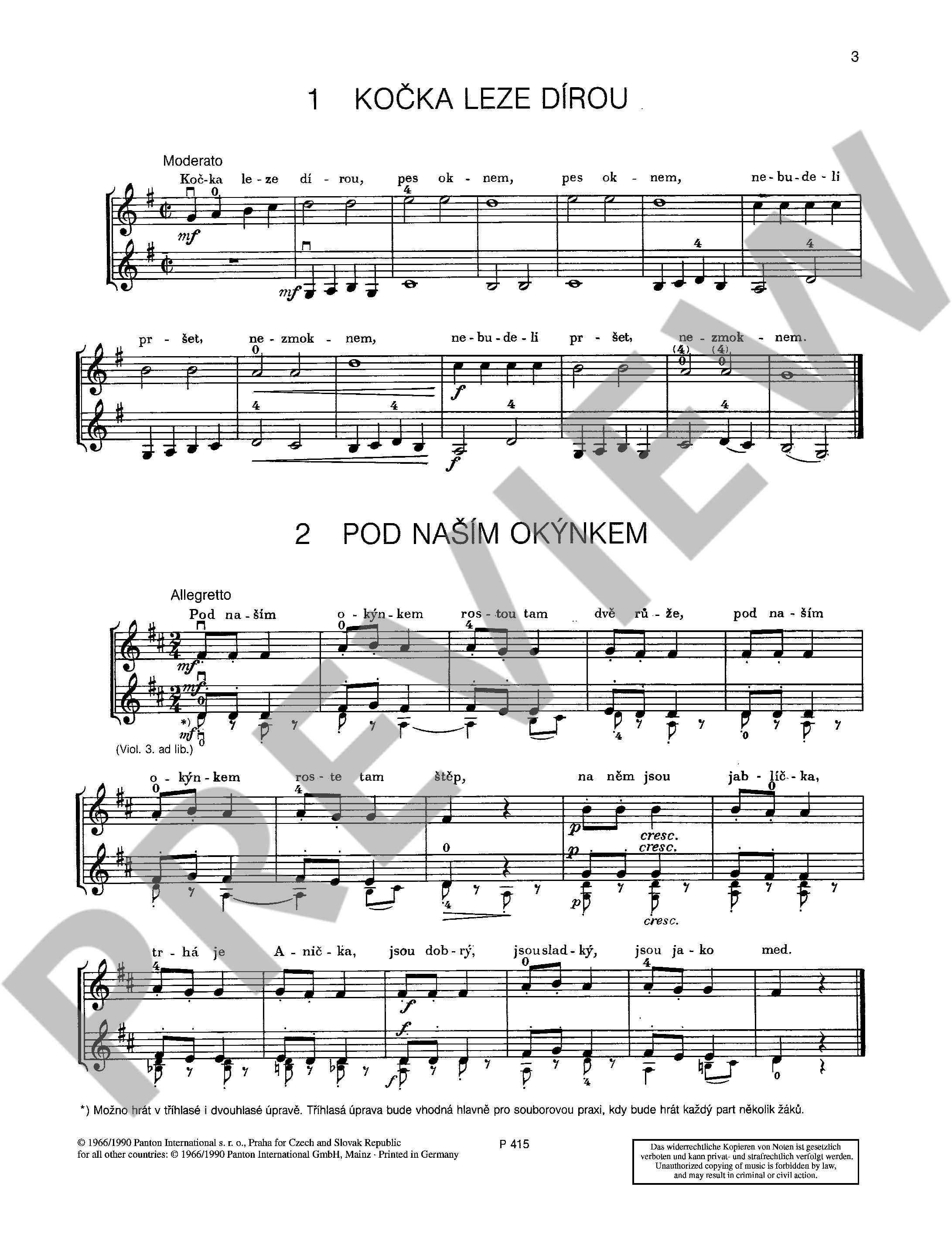 50 Czech Folk Songs and Carols, - 2 violins - Schott Digital :: All ...